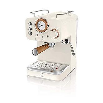 SWAN Espresso-Maschine, 15 bar Druck, Milchaufsch&auml;umer, 1,2 l Tank, skandinavischer Stil, SK22110WHTN, baumwollwei&szlig;