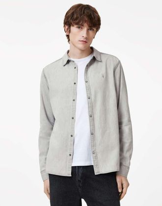 AllSaints Gleason - Chemise &agrave; manches longues - Gris