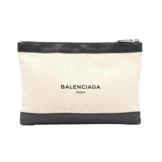 Balenciaga Pre-owned Navy Clip M Canvas Leder Clutch Bag - - Pre-owned - Herren - Beige - ONE SIZE