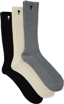 Ami Homme, Sous-v&ecirc;tements, Multicolore, Taille: M Cotton Three Pack Ami De Coeur Socks