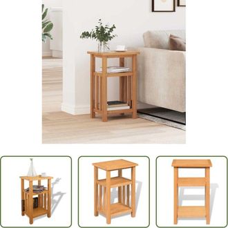 vidaXL vidaXL Beistelltisch Massivholz - Beistelltisch mit Zeitungsablage 27x35x55 cm Massivholz Eiche