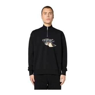 Off-white Sweat Col Zipp&eacute; - - Sweatshirts & Hoodies - Herren - Schwarzk - M
