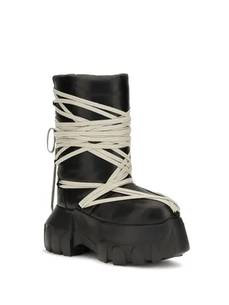 Rick Owens Womens Megalace Lunar Mega Tractor Knee-High Boots