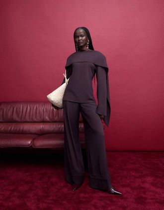 Asos Elegante Hose mit weitem Bein und Umschlag-Rot