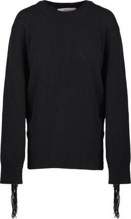 Jucca Femme, Pulls, Noir, Taille: 38 FR Pull Oversize avec Franges &agrave; Sequins