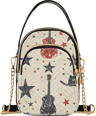 Mnsruu Sac à bandoulière pour femme, motif guitare, étoile, musique rétro, gribouillage, sac à main, petit sac à bandoulière avec sangle réglable