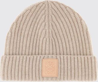 Loewe Bonnet beanie en pur cachemire c&ocirc;tel&eacute; avec revers et patch logo