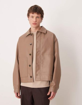 Asos Veste dentra&icirc;neur en similicuir - Marron-Brown