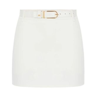 Elisabetta Franchi Doppellagiger Cr&ecirc;pe-Minirock mit G&uuml;rtel - - Skirts - Damen - Beige - S