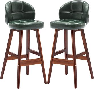 Generic Tresenhocker, Vintage-Barhocker mit PU-Lederpolsterung und Holzbeinen, R&uuml;ckenlehnenhocker f&uuml;r K&uuml;chentheke, Esszimmer
