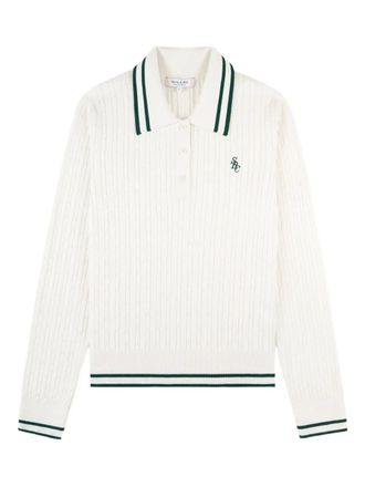 Sporty & Rich polo en maille torsad&eacute;e &agrave; rayures - Tons neutres