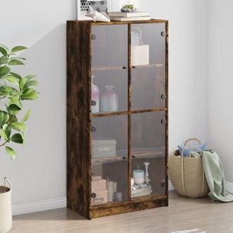 vidaXL Vidaxl - Buffet haut avec portes ch&ecirc;ne fum&eacute; 68x37x142 cm bois ing&eacute;nierie