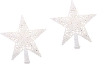 Amosfun 2 Stücke Sternförmige Baum Topper Weihnachten Ornament Weihnachten Baum Ornament Vintage Decor Helle