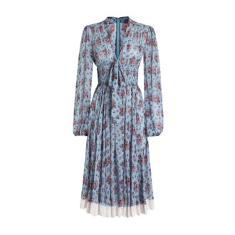 Dolce & Gabbana Femme, Robes, Bleu, Taille: 36 FR Robe en mousseline &agrave; imprim&eacute; petits bouquets de fleurs