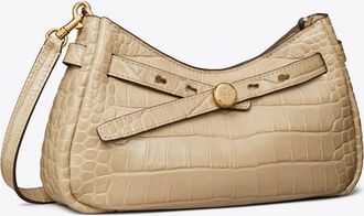 Tory Burch Damen Romy Crossbody Bag mit Krokopr&auml;gung und Rei&szlig;verschluss