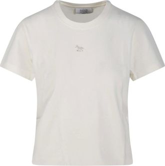 Maison Kitsun&eacute; Femme, Tops, Beige, Taille: 42 FR Baby Fox Baby Tee-Shirt