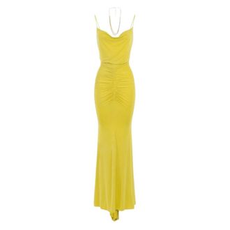 Elisabetta Franchi Maxikleid mit Drapierung - - Dresses - Damen - Gelb - L