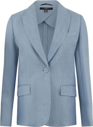 Max Mara Femme, Vestes, Bleu, Taille: 42 FR Blazer en lin &agrave; simple boutonnage