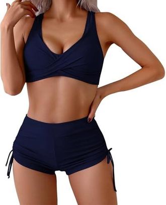 Generic Maillot de bain imperm&eacute;able pour femme de couleur unie avec bretelles larges et bretelles confortables Maillot de bain sexy Bikini pour homme T-shirt 