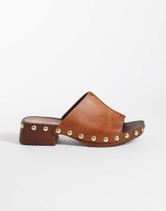 Asos Franco - Hochwertige Mules-Sandalen im Clogs-Stil aus Leder in Hellbraun