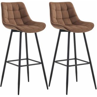 Clp Lot de 2 tabourets de bar Dartford Marron Velours