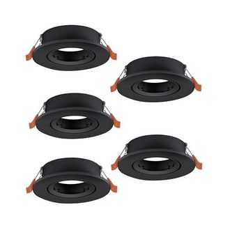 Eglo 5er Set Einbaustrahler Barranco, Spot Deckenleuchte schwenkbar, runder Einbauspot ohne Leuchtmittel, Deckenstrahler aus schwarzem Kunststoff, GU10 Fas
