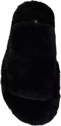 Dolce & Gabbana Black Polyester Faux Fur Mens Flats Sandals Shoes