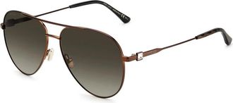 Jimmy Choo London Femme, Accessoires, Brun, Taille: ONE Size Lunettes de soleil en m&eacute;tal marron Olly-S-J7D