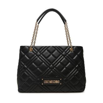 Love Moschino Femme, Sacs, Noir, Taille: ONE Size Sac &agrave; main avec Logo Visible et Doubles Anses