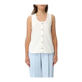 Bottega Veneta &Auml;rmelloses Baumwollmischgewebe-Top mit Knopfverschluss - - Tops - Damen - Wei&szlig; - XS