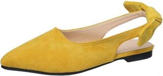 Generic Sandales plates à bout pointu pour femme avec bride arrière et noeud décoratif, confortables, légères, décontractées, jaune, 38 EU