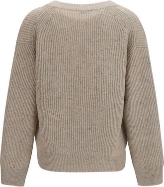 Brunello Cucinelli Cashmere and Mohair V-Neck Sweater - Beige