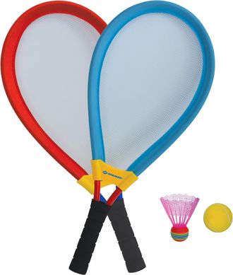 Schildkrot Fitness Giant Racket Set, Jumbo-Federball, Zwei überdimensionale Badminton Schläger XL mit einem elastischen Netz, einen Soft-Ball sowie einen bunten Federbal