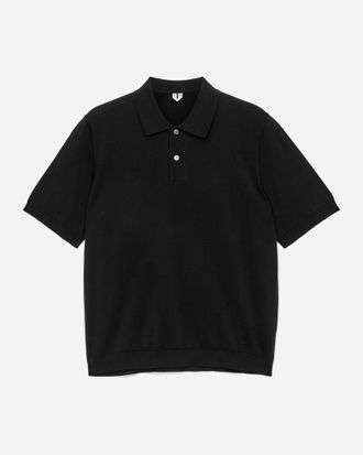 Arket Poloshirt Aus Baumwolle Und Seide -Schwarz