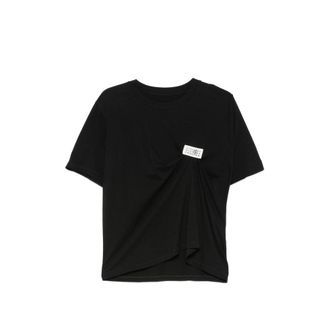 Maison Margiela Gathered Jersey Cotton T-Shirt - Black