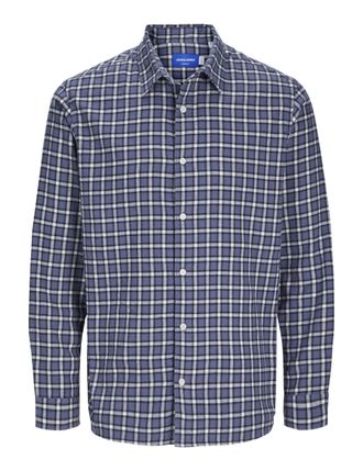 Jack & Jones JACK&JONES Herren JORJOSHUA Flannel Check Shirt LS Freizeithemd, Nightshadow Blue, L