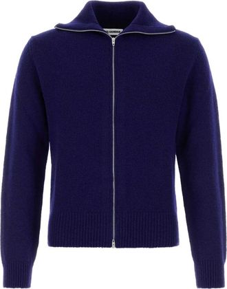 Jil Sander Homme, Pulls, Bleu, Taille: L Gilet Zipp&eacute; en Tricot de Laine