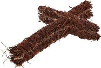 Pretyzoom 2stücke Kreuz-wandbehang Mit Rattan-Details Kreuzförmiges Dekor Für Innen Katholisches Kreuzornament Als Wandkranz Oder Schreibtischschmuck