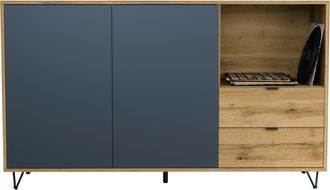 Vladon Sideboard Marino, Kommode mit 2 Türen Anthrazit matt und 2 Schubladen Eiche Evoke, Made in Germany, Korpus Eiche Evoke (152,5 x 90,5 x 37 cm)