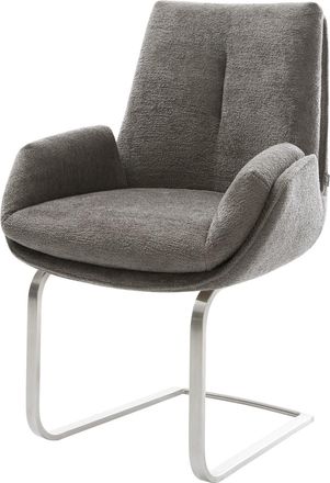 DELIFE Schwingstuhl Clea-Flex Freischwinger flach Edelstahl Boucl&eacute; Soft Schlamm