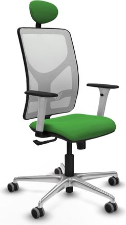 Piqueras y Crespo Schreibtischstuhl aus Stoff mit wei&szlig;en und schwarzen Armlehnen, h&ouml;henverstellbare Lendenwirbelst&uuml;tze und festes Kopfteil, ausgestattet mit 3 Positione