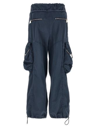The Attico Overdyed Cotton Gabardine Cargo Pants - Navy