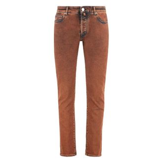 Moorer Regular Fit Jeans mit Lederlogo - - Jeans - Herren - Orange - W35