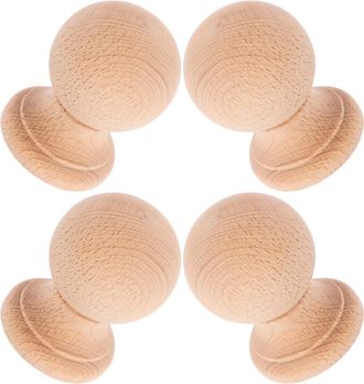 Cabilock Massive Holz Balusterpfostenkappen 4 St&uuml;ck Geschnitzte Bettpfosten Zieraufs&auml;tze Naturbelassenes Holz 6x4cm Dekorative Treppenpfosten Endst&uuml;cke f&uuml;r Sel