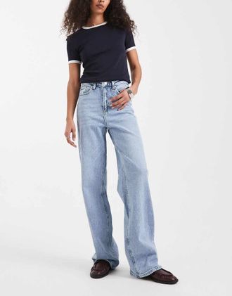 Vero Moda Tessa jean taille haute &agrave; jambes larges en denim bleu clair