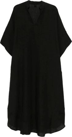 120% Lino Femme, Robes, Noir, Taille: 38 FR Kaftan Dress