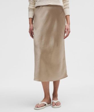 lululemon Midirock aus Satin f&uuml;r Frauen - Gr&ouml;&szlig;e 3XS in Sheer Oak