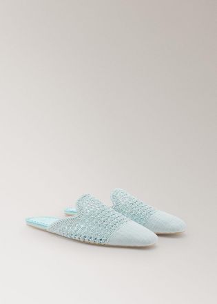 Mango Mules in H&auml;kel-Optik blau - Damen - 37 - MANGO