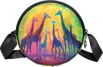 Generic Sac &agrave; bandouli&egrave;re rond pour femme, sac &agrave; bandouli&egrave;re color&eacute; avec fermeture &eacute;clair, bretelles r&eacute;glables, sac &agrave; main rond d&eacute;contract&eacute; pour femmes et fil