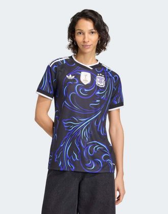 adidas Argentina 26 Ausw&auml;rts-Trikot in Schwarz / Lucid Blue / Blau